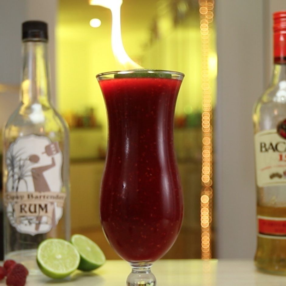 Flaming Raspberry Daiquiri Cocktail Recipe