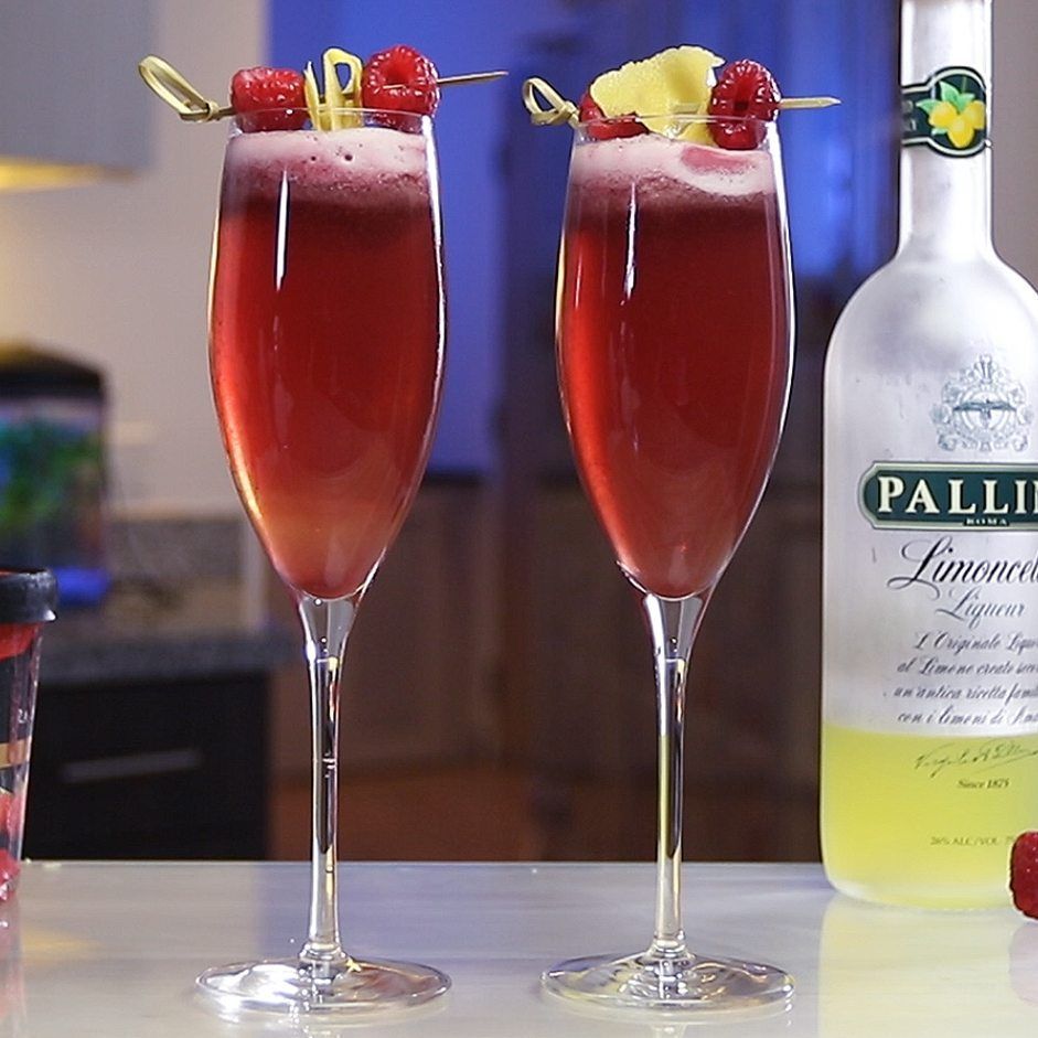 Lemon Raspberry Champagne Float Cocktail Recipe