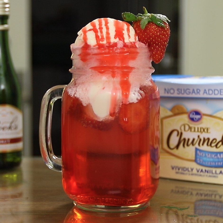 Strawberry Champagne Float Cocktail Recipe